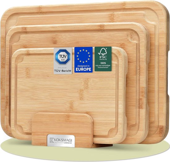 Snijplank hout (set van 3) - natuurlijke snijplanken van robuust bamboe ...