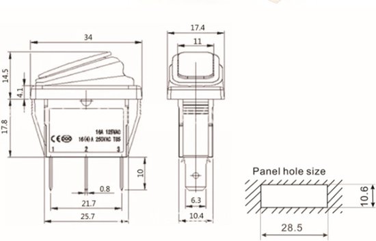 Rubberen SWD Wipschakelaar ON-OFF - 3-pins - Rechthoekig - Waterdicht ...