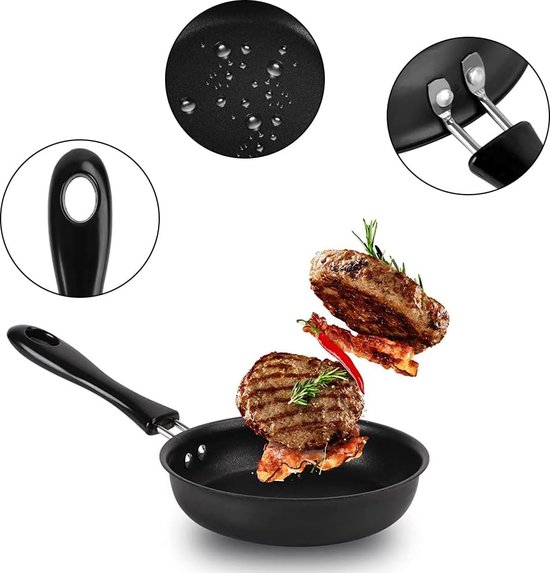 Set van 2 mini-pannen met antiaanbaklaag, omeletpan, mini-koekenpan ...