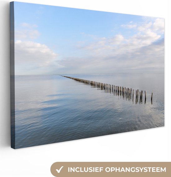 Canvas schilderij 180x120 cm - Wanddecoratie Noordzee - Wolken - Water - Muurdecoratie... | bol