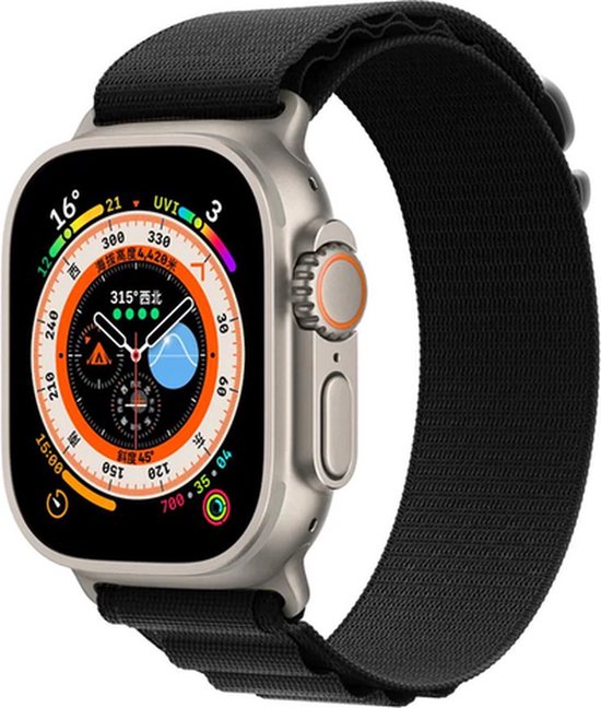 Alpine Loop Black voor Apple Watch 49/45/44/42 mm - Alpine bandje Zwart ...