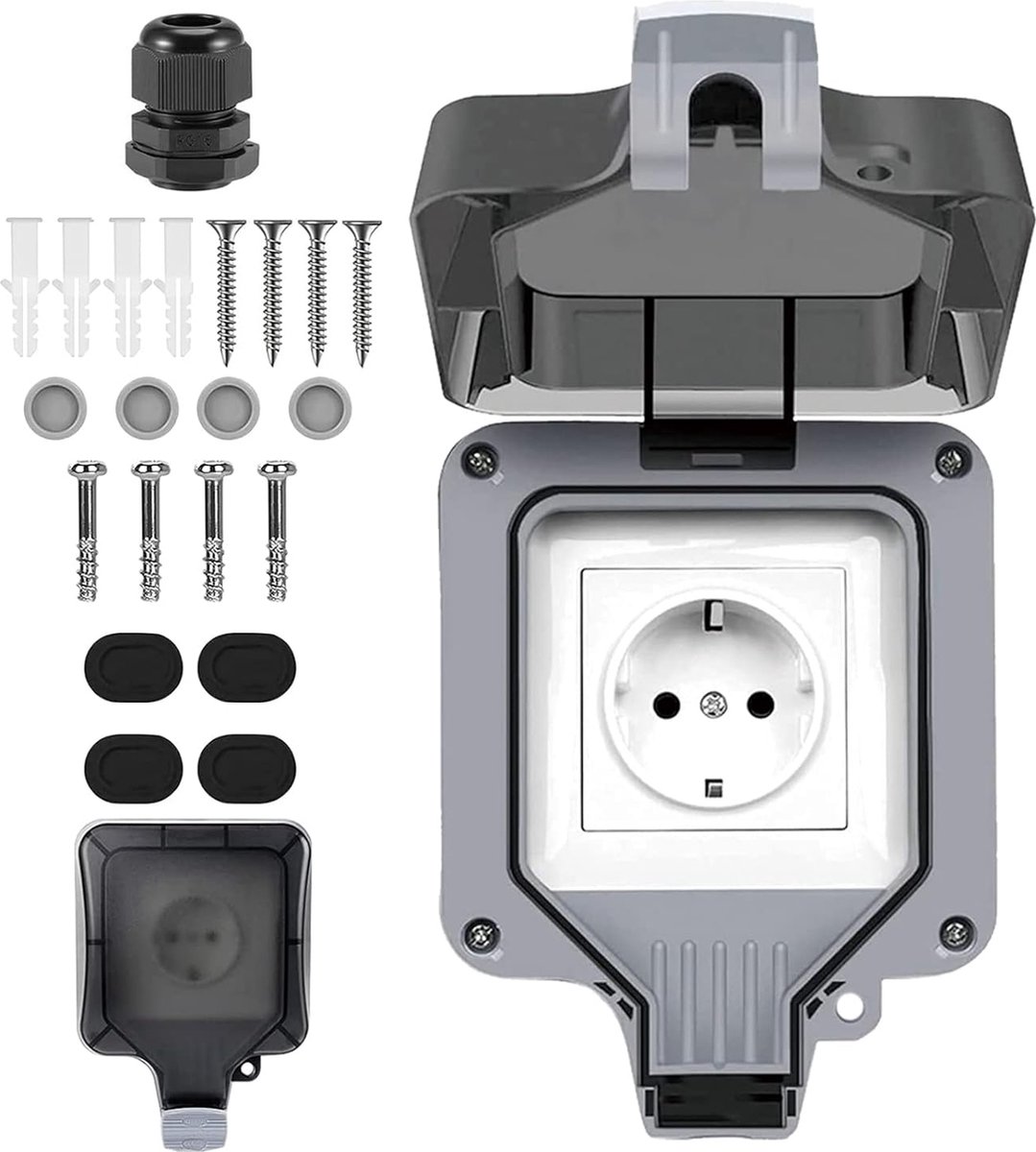 1-voudig buitenstopcontact, stopcontact, IP66, weerbestendig, outdoor ...