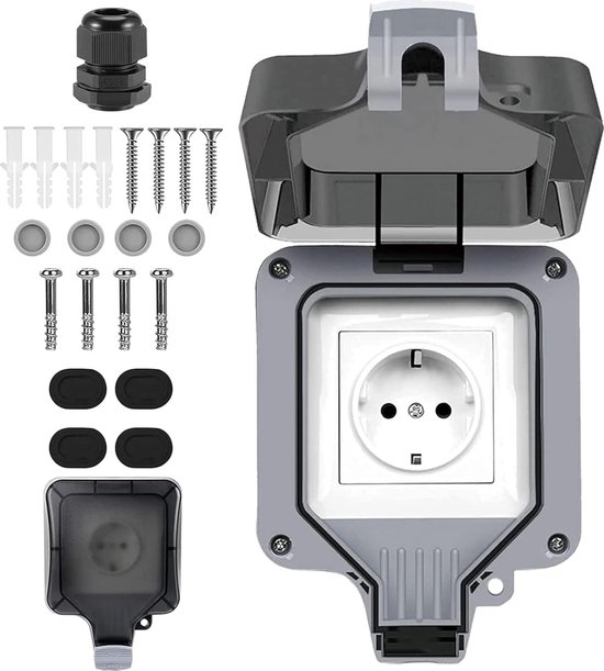 1-Way Outdoor Socket Socket, IP66 Weatherproof Outdoor Wall Socket 16 A ...