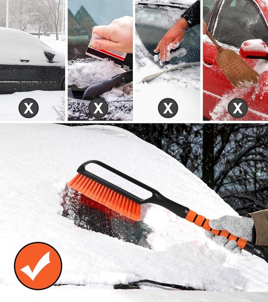 IJskrabber voor de auto, met bezem, 2-in-1 sneeuwborstel met ...