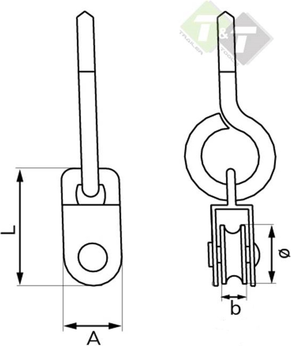 Katrol met schroefoog, 15 mm katrol, 5mm diameter kabel | bol