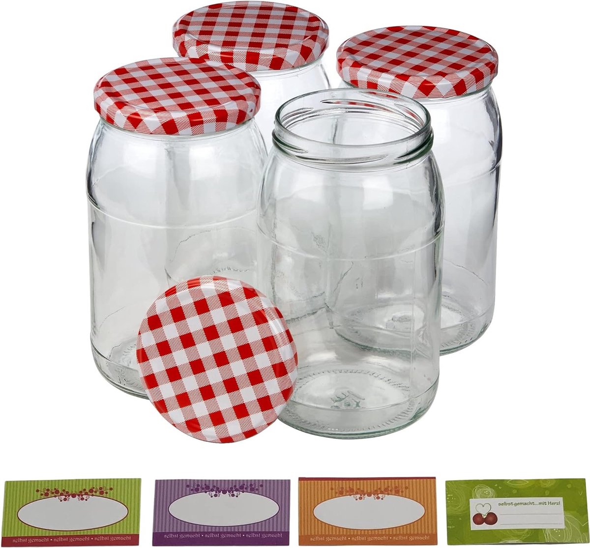 Set van 4 weckpotten 900 ml met stickers | bol