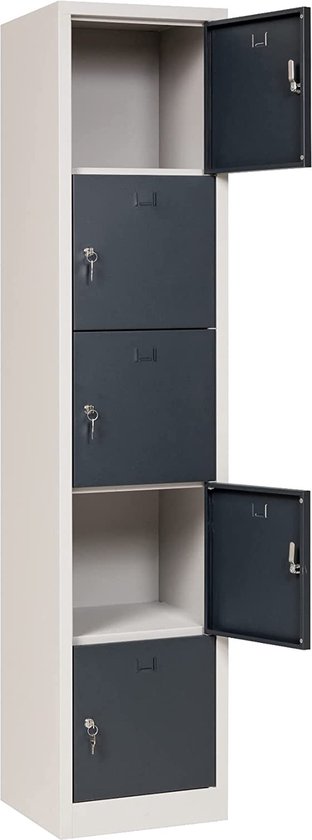 Furni24 Lockerkast locker waardevolle spullen locker 190 cm x 40 cm x ...
