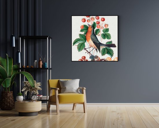 Akoestisch Schilderij Prent Natuur Vogel en Bloemen 11 Vierkant Pro XL (100X100) -... | bol