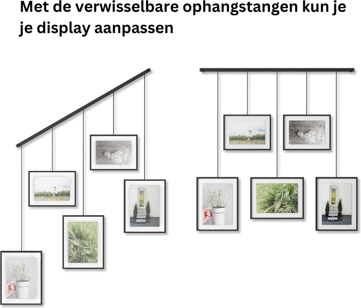 Set Fotolijsten - Set met 5 fotolijsten, Staal, Zwart | bol