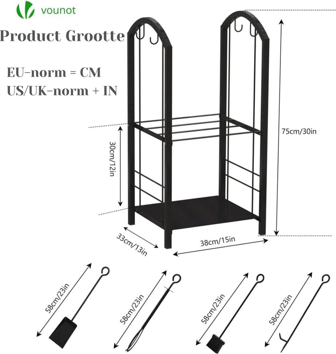 Haardset - 5 Delig - openhaard set - openhaard gereedschap - haardstel ...