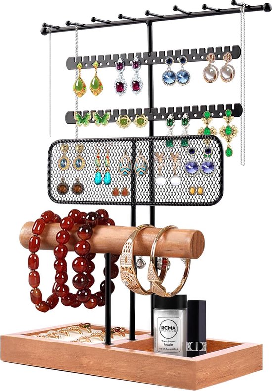 Elegante sieradenstandaard zwart, sieradenboom met eenvoudige montage, ruimtebesparend... | bol