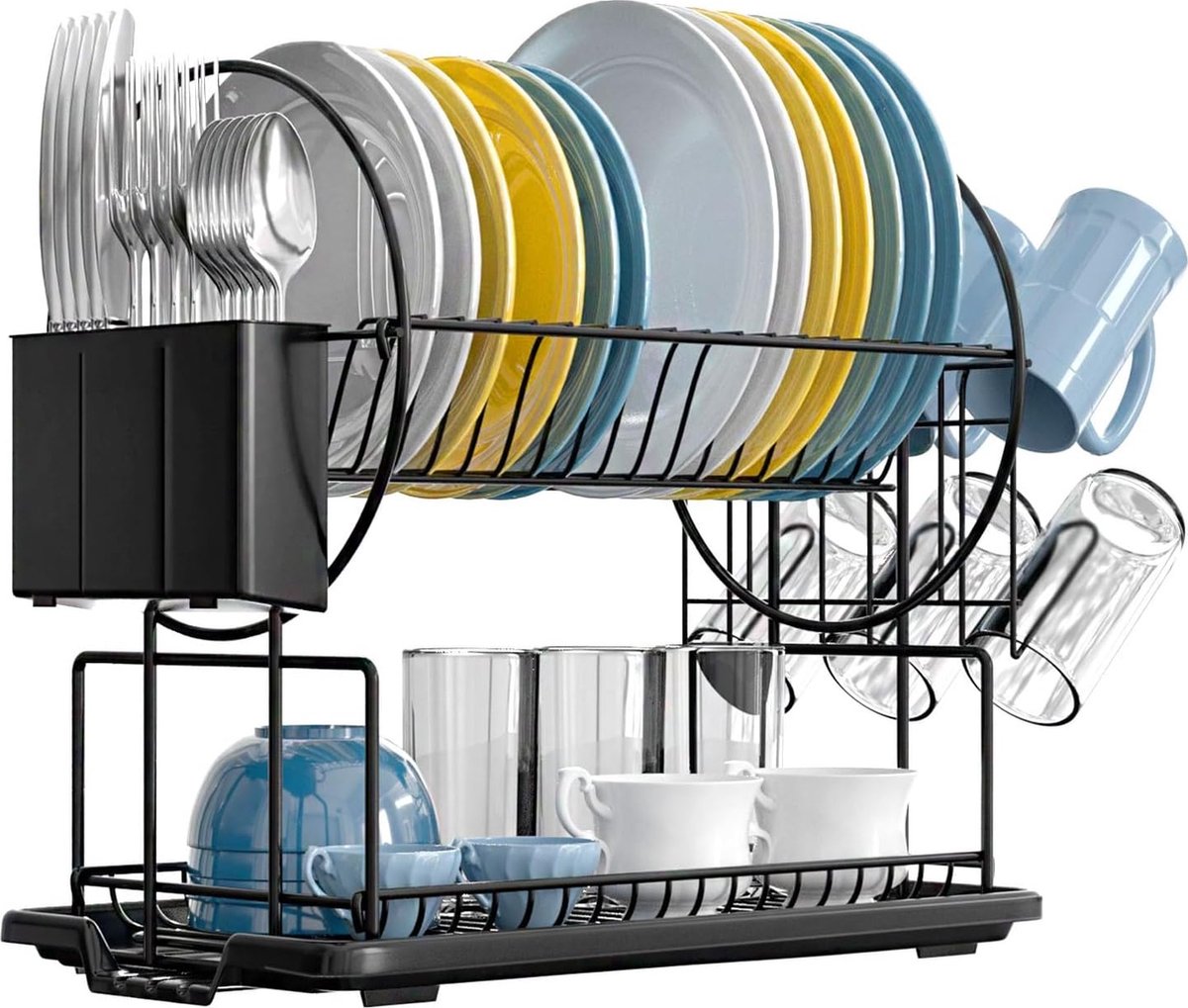 Afdruiprek voor serviesgoed, van roestvrijstaal met 2 verdiepingen ...