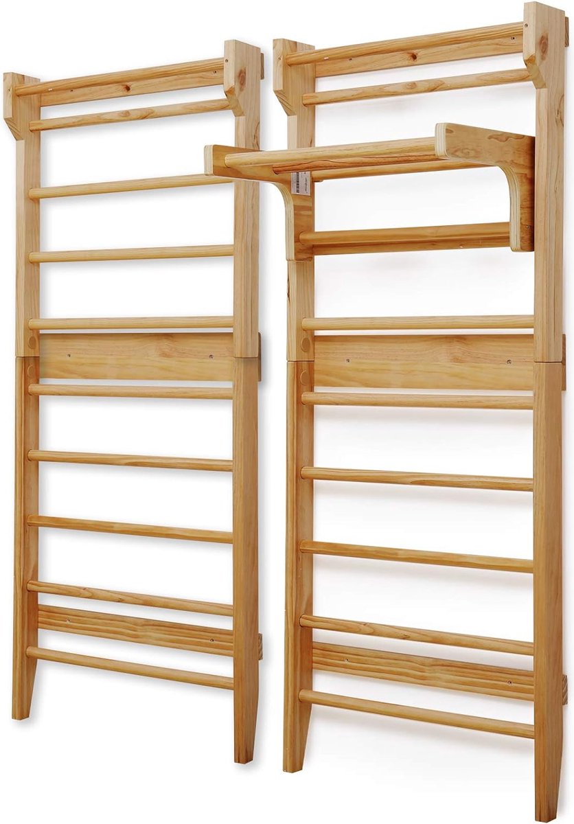Physionics® Houten klimwand voor kinderen/volwassenen, 195 x 80 x 14 cm ...