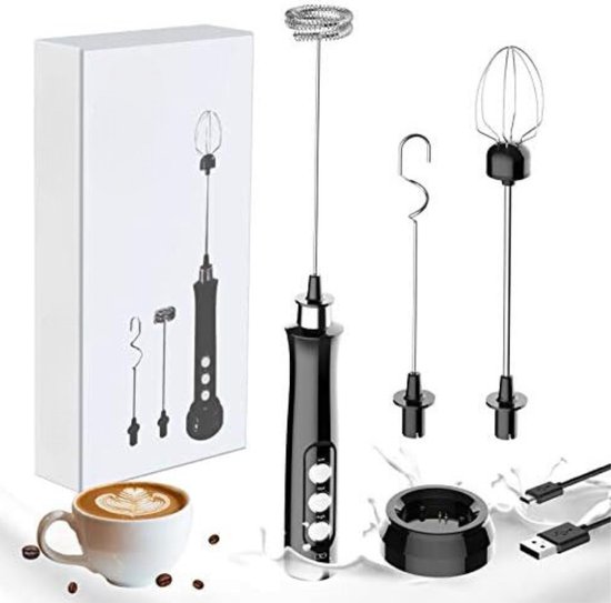Opschuimer voor Melk - Melkopschuimer Electrisch - 2-in-1 handgarde, 3-snelheden USB... | bol