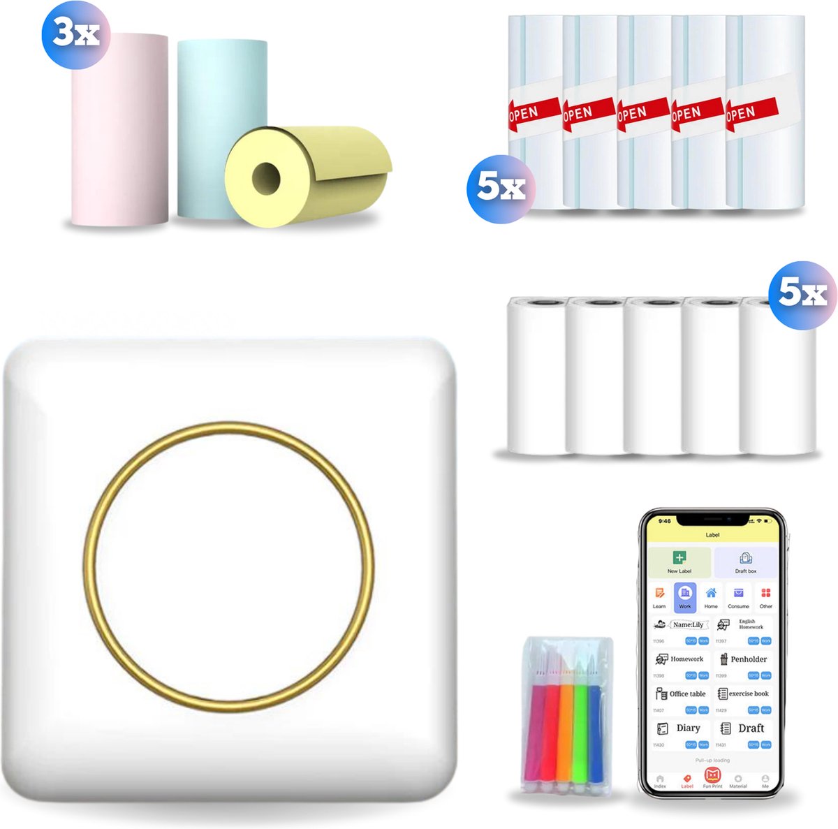 VanHalGoods - Pocket Printer - Mini Printer - Printer - Inclusief 13 ...