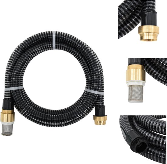 vidaXL Tuinslang PVC 3m 25mm zwart - voetventiel en zeef - 845g - 1 ...