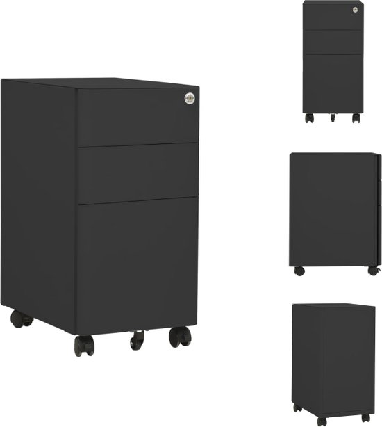 vidaXL Verrijdbare Kast - Staal - 30x45x59 cm - 3 Lades - A4 For ...