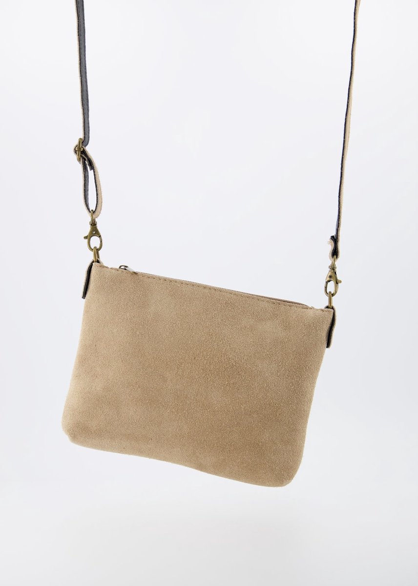 Dames tas - Crossbody tas - Clutch - Dames Clutch - Suede tas - Beige | bol