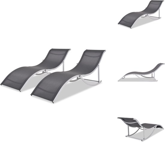 vidaXL Ligbedden - Aluminium - Textileen- 60x159x62 cm - Zwart/Grijs ...