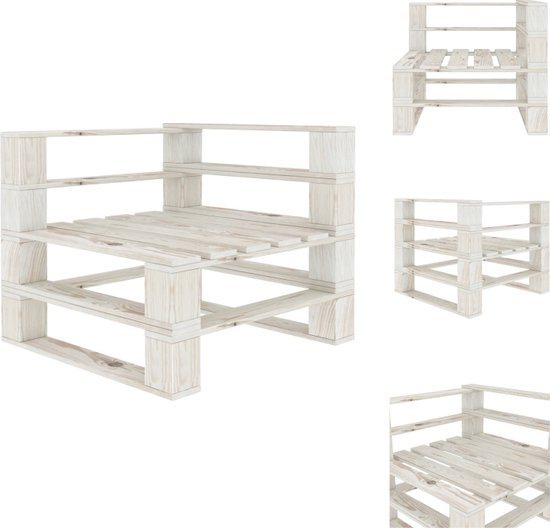 vidaXL Pallet hoekbank - grenenhout - 70 x 67.5 x 60.8 cm - wit ...