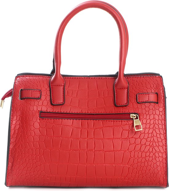 Tas Dames Croco - PU Kunstleer Krokodil - 28x22x11 cm - Rood | bol