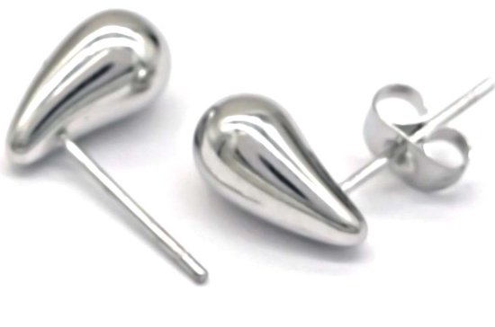 Oorbellen Druppel - Oorknopjes - RVS - 1 cm - Zilverkleurig | bol