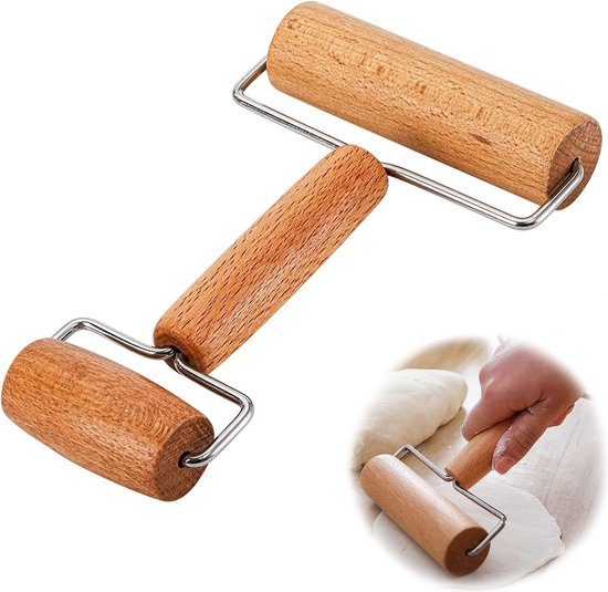 Deegroller, Houten deegroller, Klein met twee rollen, Bakaccessoires ...
