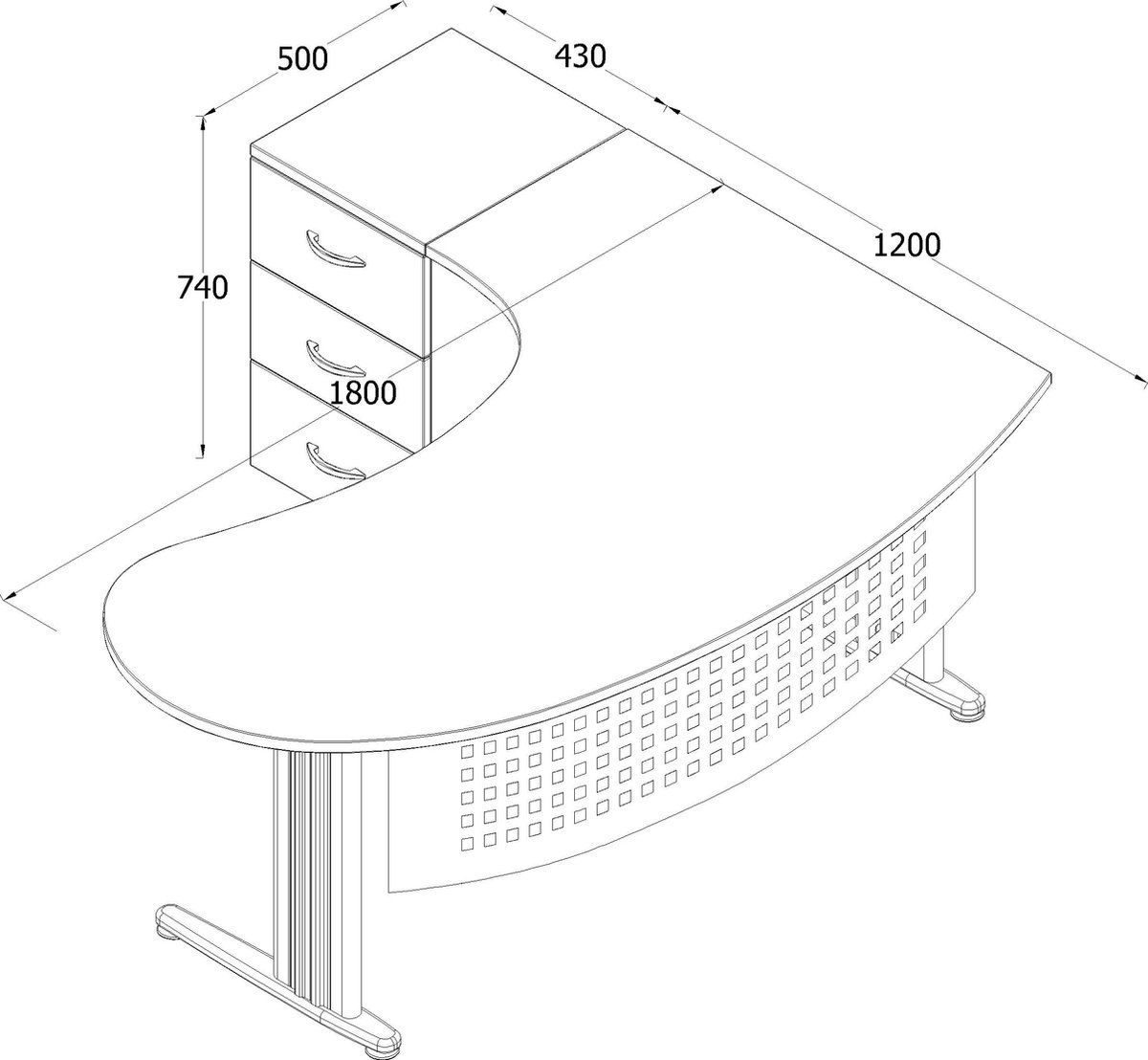 Furni24 Bureau Bureau de chef Bureau Table PC angulaire Table de Office ...