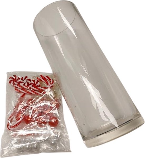 HBX natural living Vaas met deco waterparels en Candy kerstornamenten ...