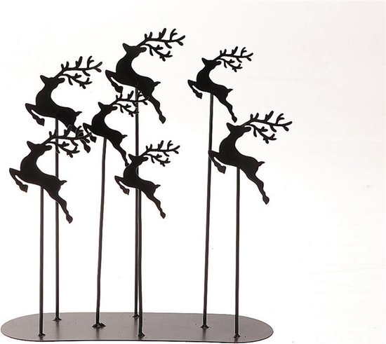 HBX natural living Deco Hummy tafereel van 7 herten metaal op standaard ...