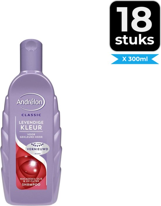 Andrélon Shampoo Levendige Kleur 300 ml - Voordeelverpakking 18 stuks | bol