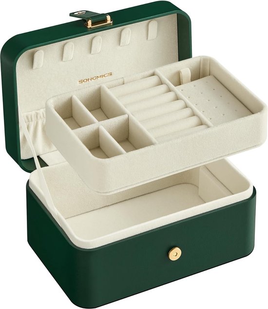 JBC166C01 Travel Jewellery Box Small 2 Tier Jewellery Storage Portable ...