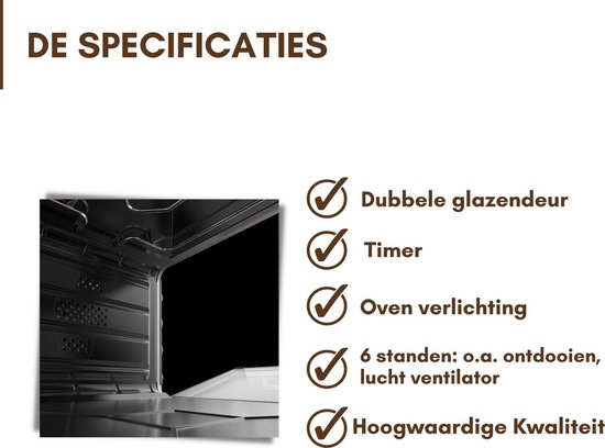 Teffo vrijstaande Oven XXL - 70 liter - grijs | bol