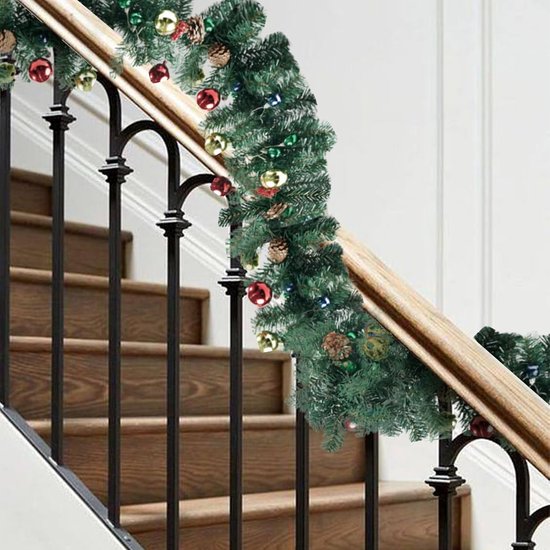 Kerstslinger, decoratieve slinger voor trapleuningen en open haard, 2,7 ...