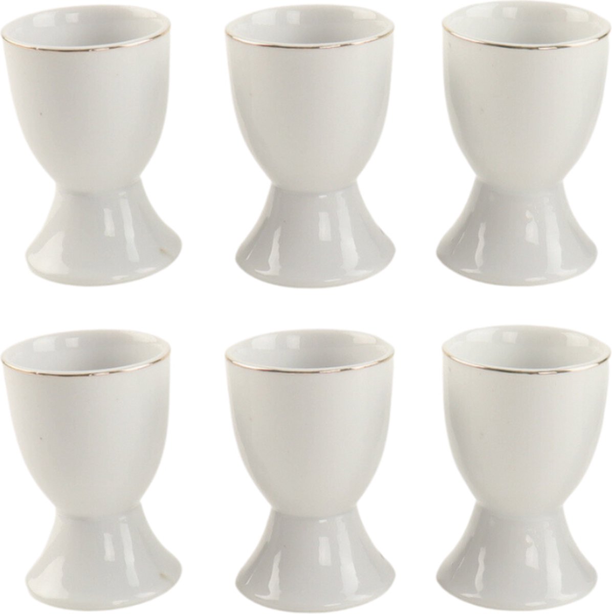 OTIX Eierdopjes - Set van 6 - Wit met Gouden rand - Crocus | bol
