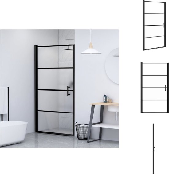 vidaXL Douchedeur - Industrieel design - Zwart frame - ESG-glas ...