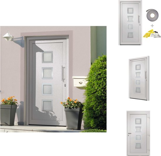 vidaXL Toegangsdeur - 88 x 200 cm - Wit PVC frame - 24 mm vulling - 5 ...