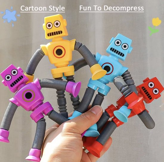 Telescopische zuignap robot speelgoed 4-delige cartoon puzzel zuignap ...