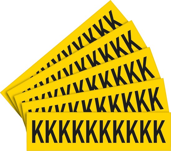 Letter stickers alfabet met laminaat - 5 x 10 stuks - geel zwart ...