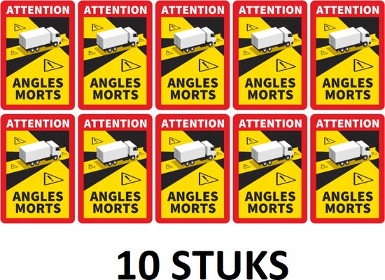 10 STUKS Dode Hoek stickers Frankrijk Vrachtwagen - Camion - Attention ...