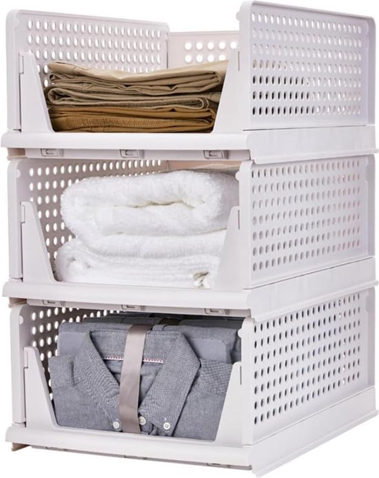 Pack of 3 Organiser, Wardrobe Stackable, Stackable Wardrobe Storage Box ...