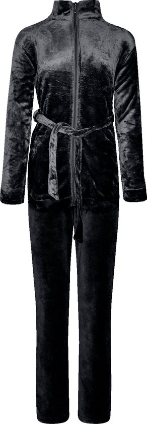 Dames huispak fleece benyson met rits zwart S/M | bol