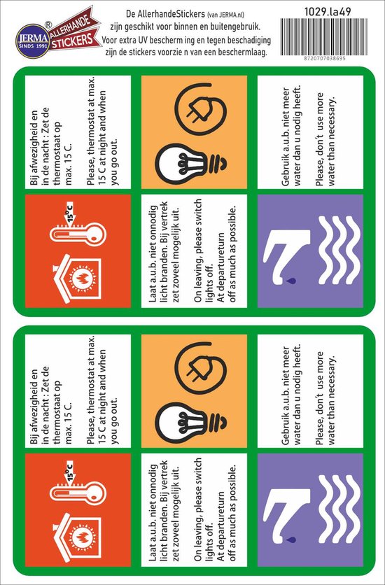 Energie bezuiniging instructie sticker set | bol