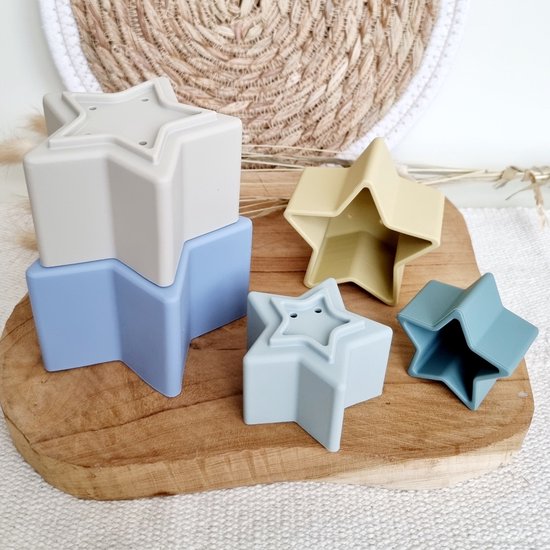 Siliconen stapelbakjes Ster - Blauw | Spelen | Rammelaartje | bol.com