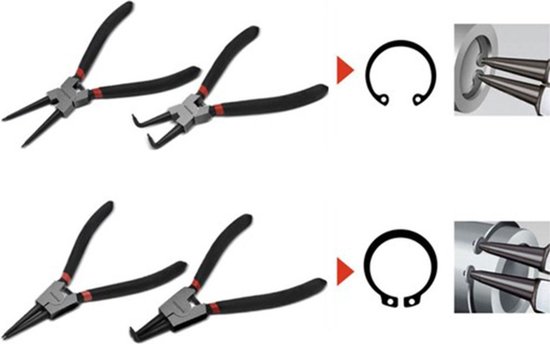 Seegerring tangen set - 4 stuks - Intern / extern | bol