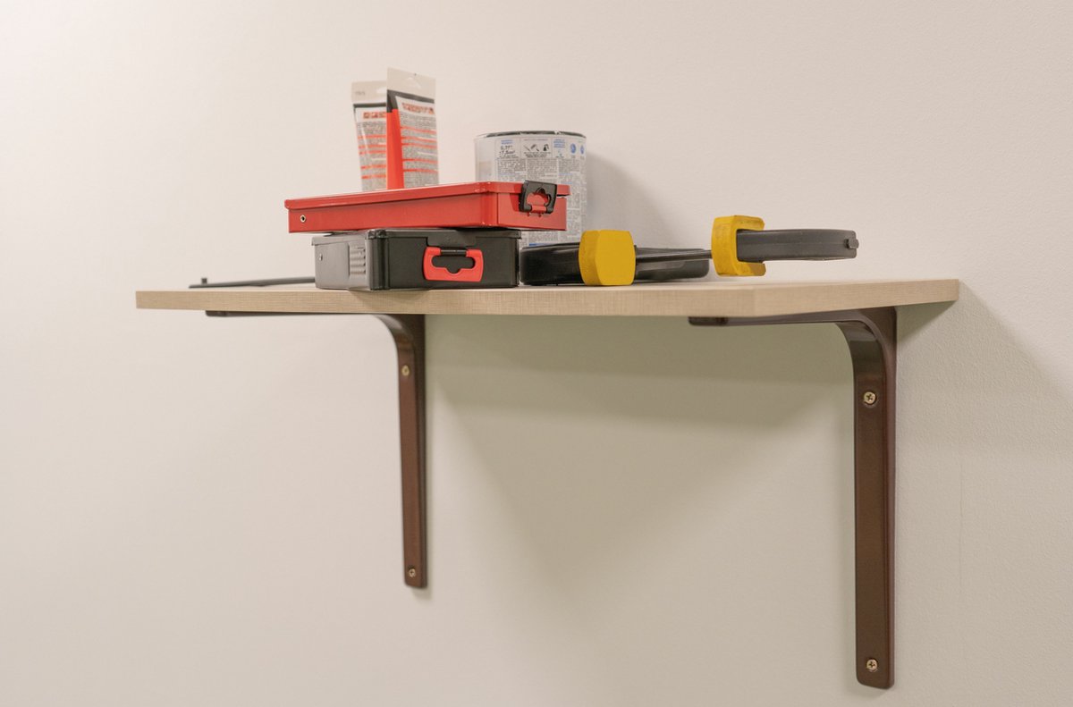 AMIG Plankdrager/planksteun van metaal - 4x - gelakt bruin - H125 x ...