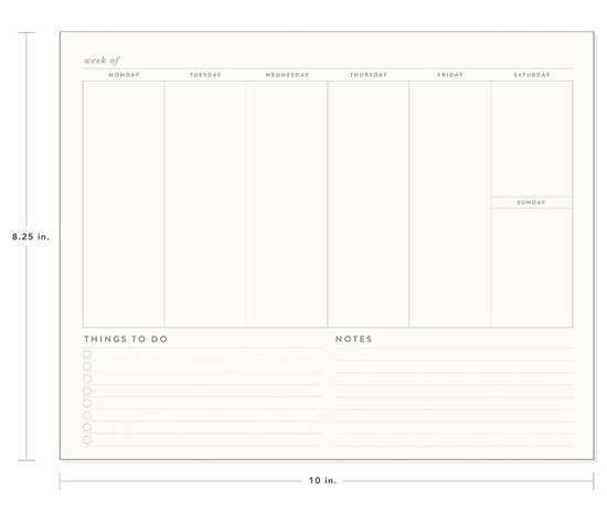 Eccolo Undated Spiral Planner Planning Pad (Weekly Plan) 20.96 x 25.4 x ...