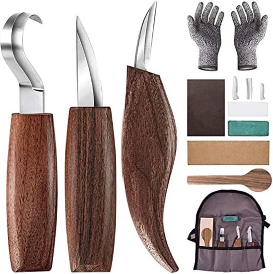 Houtsnijset - Houtsnijden - Houtsnijmes - Lepelmes - 10-in-1 ...