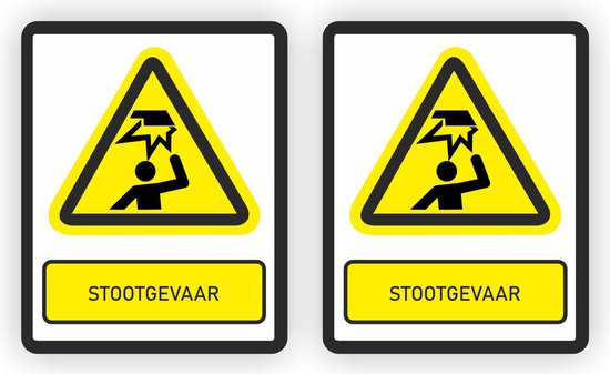 Jerma-Stootgevaar-Sticker-ISO 7010-Waarschuwing Sticker-Set 2 stuks | bol