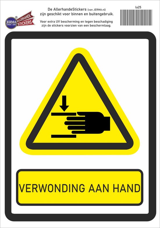 Jerma - Beknelling gevaar - Hand - ISO norm - waarschuwing stickers ...